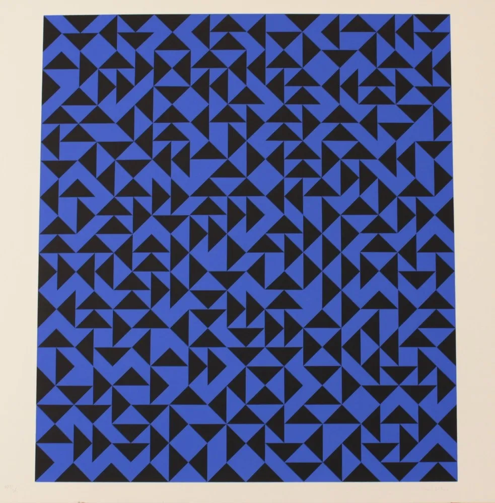 Lithografie door Anni Albers, INTAGLIO WITH TRIANGLES - EXACTA FROM ...